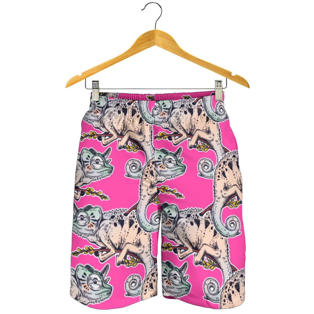 Chameleon Lizard Pattern Pink Background For Men Women Kid Shorts ...