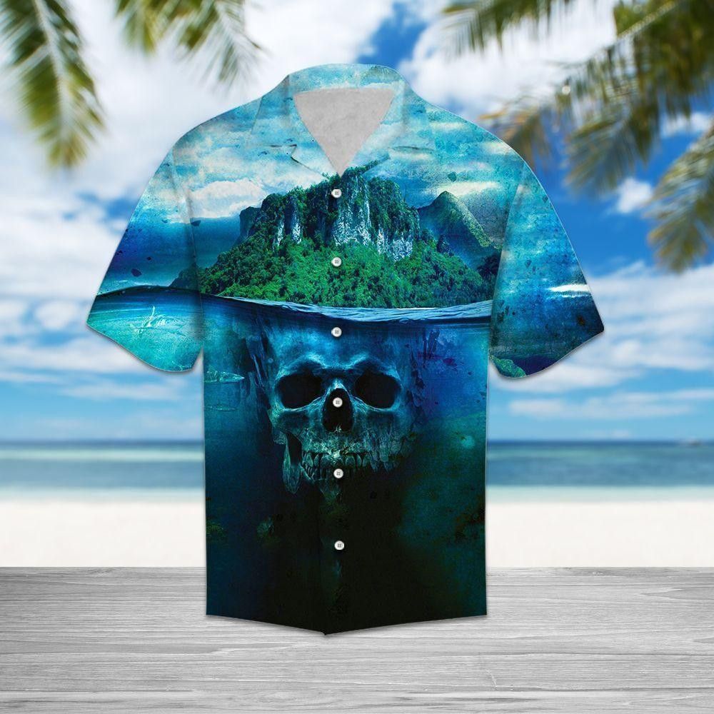 Skull Deep Water Blue Unique Design Trendy Hawaiian Shirt - Trendy Aloha