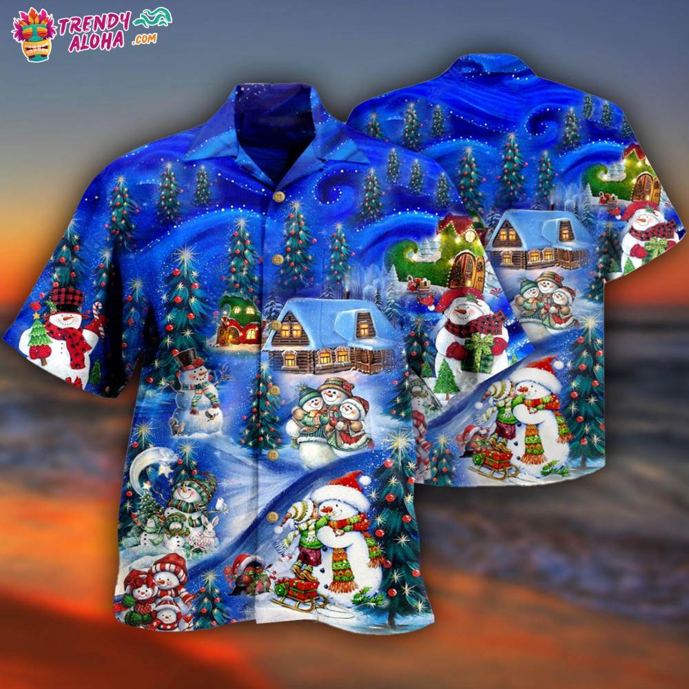 Snowman Chilling With My Snowmies Hawaiian Shirt - Trendy Aloha ...